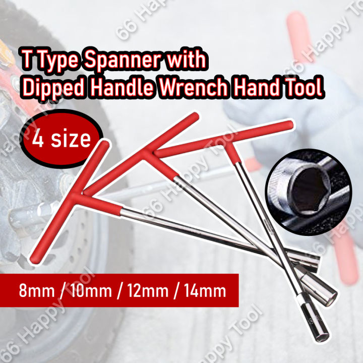 8 / 10 / 12 / 14 mm T Type Spanner with Dipped Handle Automotive Hex ...