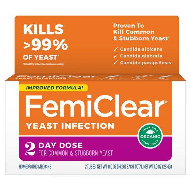 FemiClear Yeast Infection Treatment, 2 Day Dose for Common & Stubborn ...