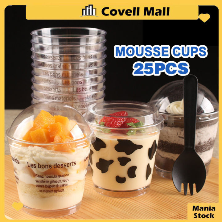 25pcs Mousse Cups Disposable Dessert Cups With Lids 200ml | Lazada PH