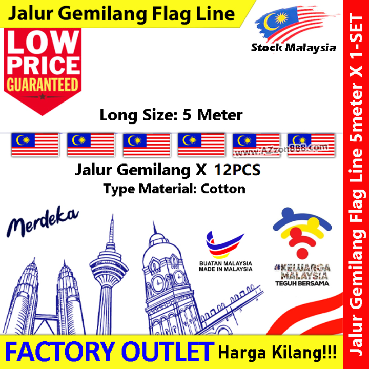 【COTTON】Jalur Gemilang Malaysia Flag Line Banting Bendera Malaysia ...