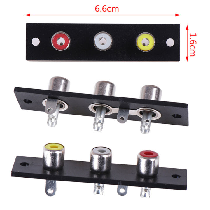 6.6x1.6cm 3 Way Rca Terminal Wall Panel Plate Input Phono Chassis ...