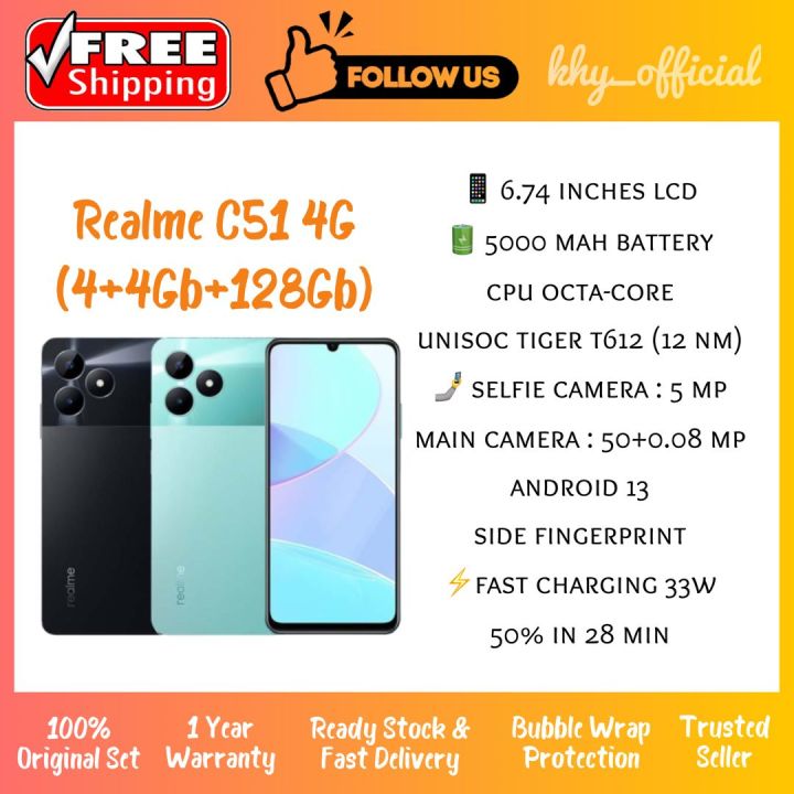 New Smartphone Original Realme C51 4G [ 4+4Gb Extended Ram+128Gb Rom ...