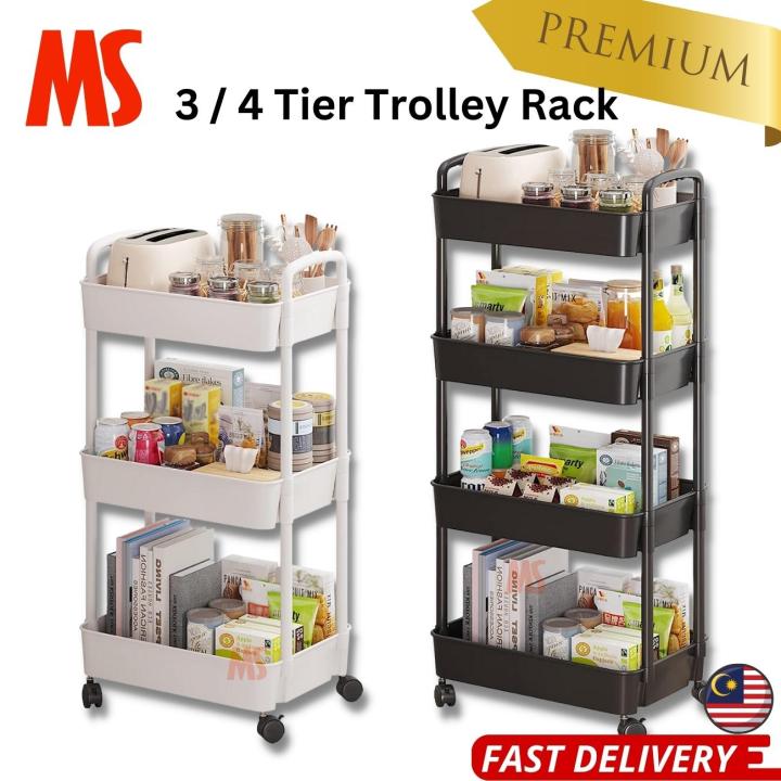 3 Tier Multifunction Storage Trolley Rack Office Shelves Home Kitchen ...