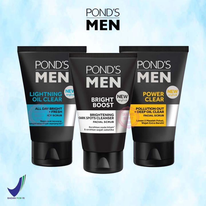 PONDS Men Facial Scrub Bright Boost | Power Clear | Lightning Oil Clear ...