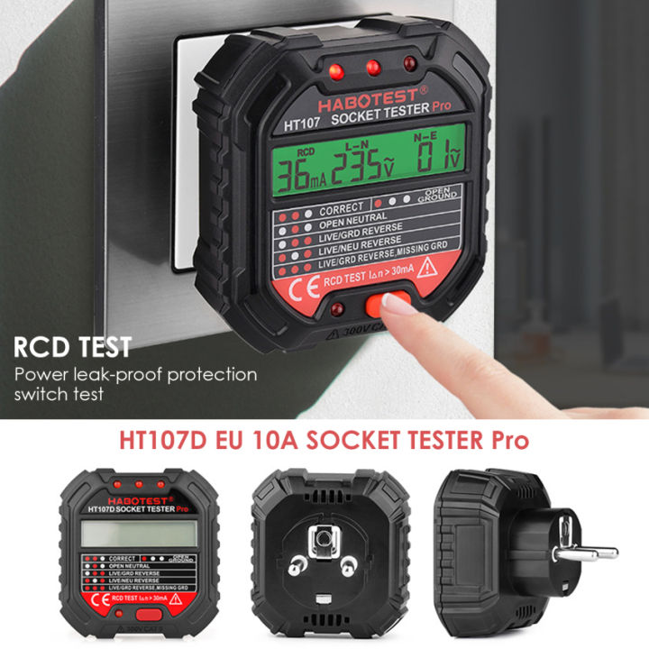 Circuit Tester, Outlet Tester With LCD Display Digital Electrical ...