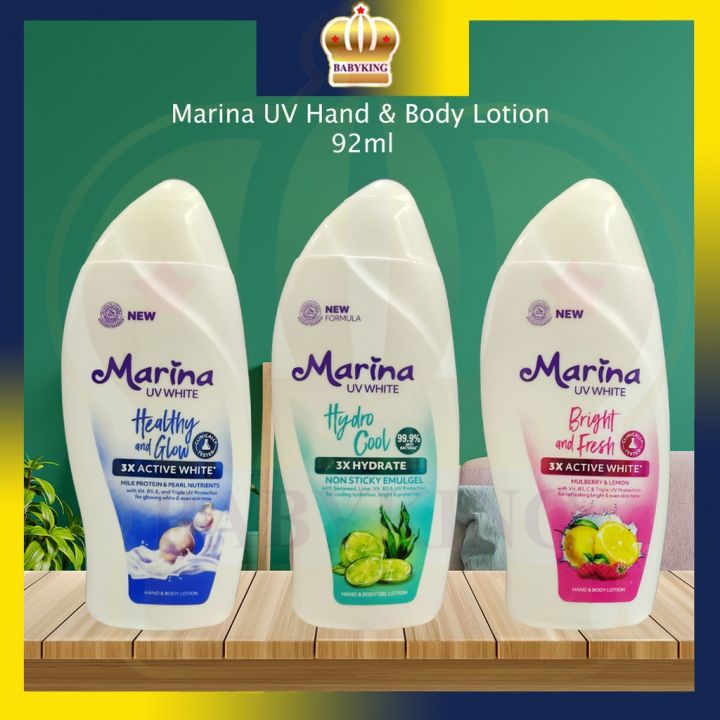 Original Marina UV White Hand & Body Lotion 92ml / 185ml (Healthy And Glow / Hydro Cool ...