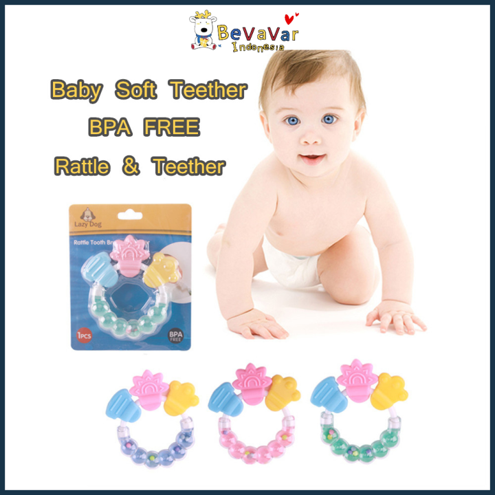 BEVAVAR Mainan Rattle Genggam Bayi - Plastik Dengan Teether Gelatin ...