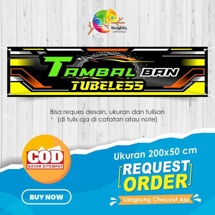 Size 200x50 Cm Spanduk Banner Tambal Ban Custom Desain | Lazada Indonesia