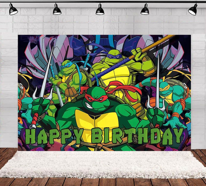 [SG SELLER] Teenage Mutant Ninja Turtles TMNT Birthday Fabric Backdrop ...
