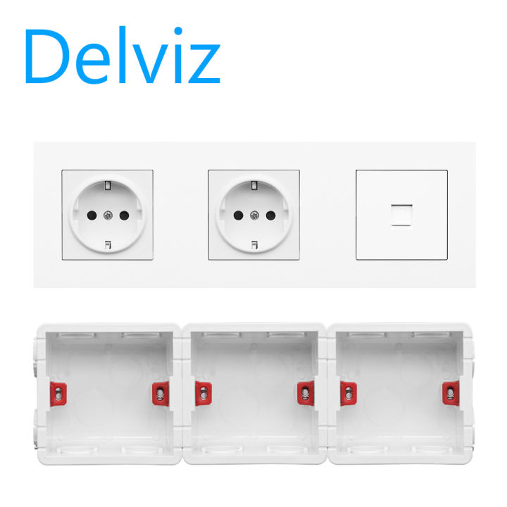 DELVIZ (EU) Cat6+EU+EU wall power socket, special socket for computer ...