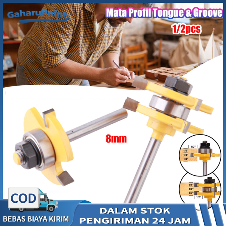 Mata Profil Tongue & Groove Router Trimmer Panel Sambung Kayu Jointing ...