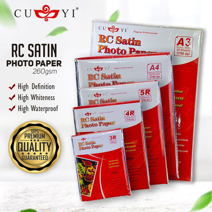 A4 / 3R 4R 5R Size Cuyi Rc Rough Satin Photo Paper 260Gsm 20 Sheets ...