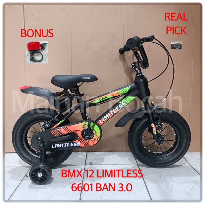 TERMURAH SEPEDA ANAK COWO BMX 12 INCH LIMITLESS 6601 BAN 3.0 | Lazada ...