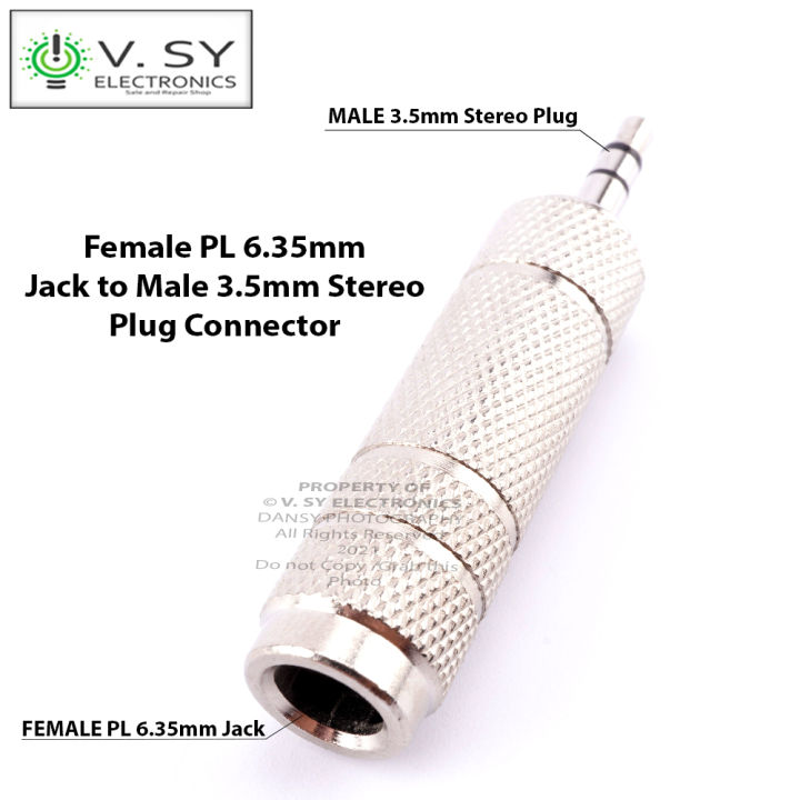 Metal Female PL 6.35mm Jack to Male 3.5mm TRS Stereo Plug Connector ...