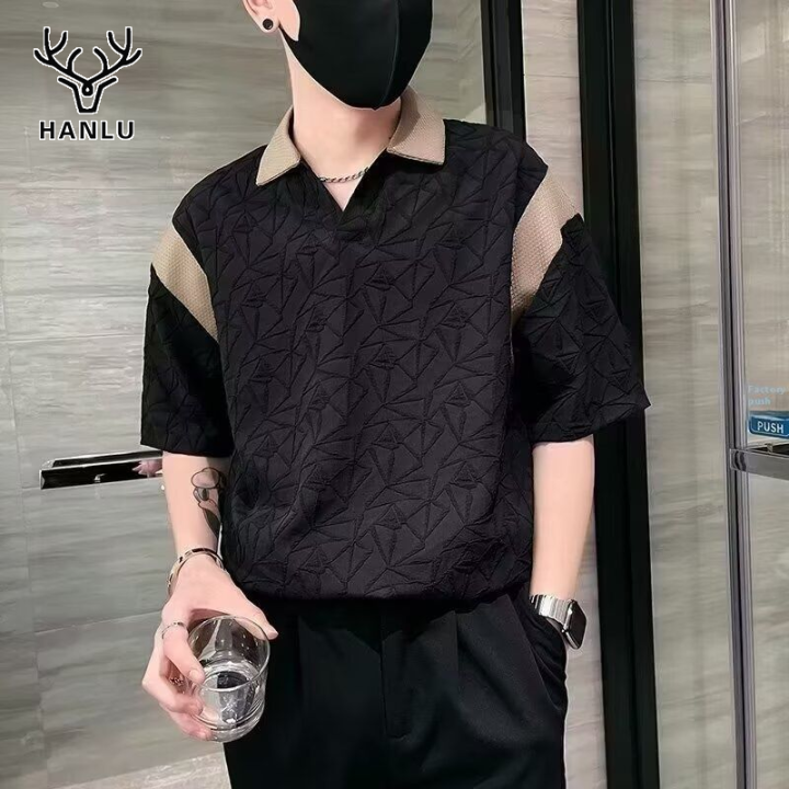 Hanlu เสื้อเชิ้ตแขนสั้นฤดูร้อนสไตล์วัยรุ่นด้วยลายเรขาคณิต | Lazada.co.th