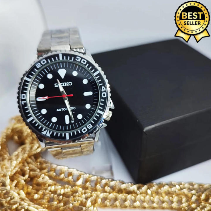 Seiko Pure Diver's Automatic Hand Movement Rush Black Dial Silver ...