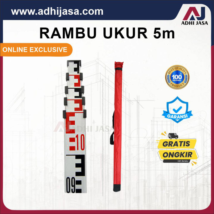 Rambu/ Bak Ukur Leveling Staff 5 Meter | Lazada Indonesia