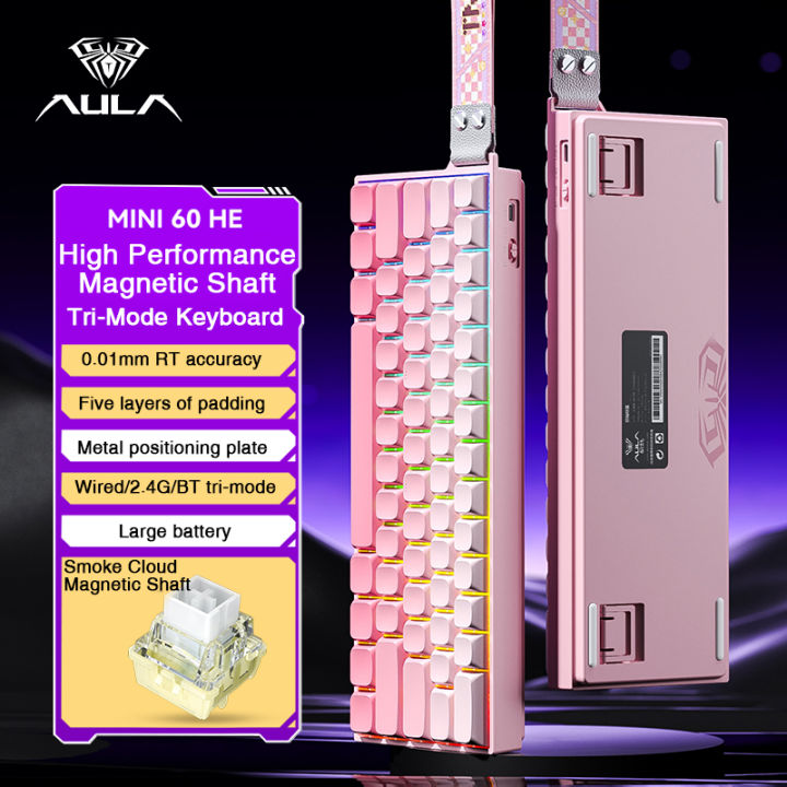 AULA MINI 60HE Tri-mode RT Keyboard 0.01mm RT RGB Backlight Hot ...