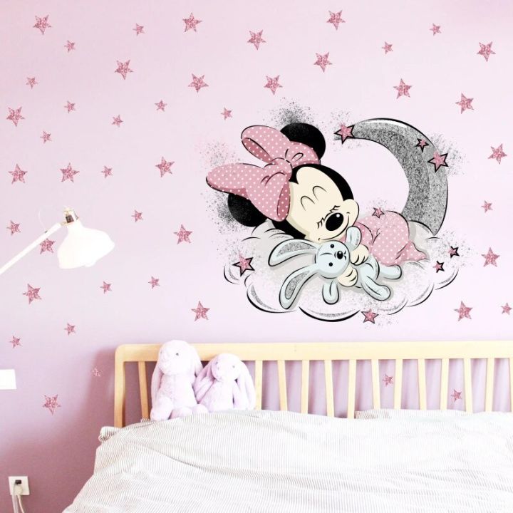 batu Mickey Minnie Mouse Wall Sticker Children's Bedroom Princess Baby ...