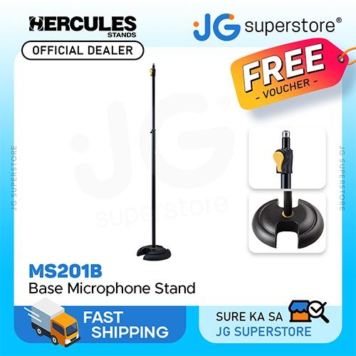 Hercules Base Microphone Stand with Quick-N-EZ Height Adjustment Grip ...