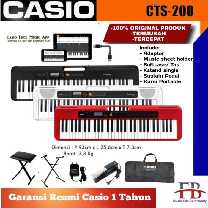 Keyboard Casio CTS 200 CT S200 Alat Musik Keyboard CT-S 200 | Lazada ...