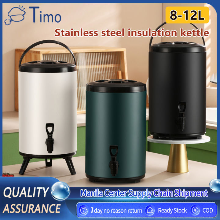 MilkTea Thermos BucketStainless Steel Thermos WithFaucet Barrel Water Jug TeaBarrel 8L/10L/12L ...