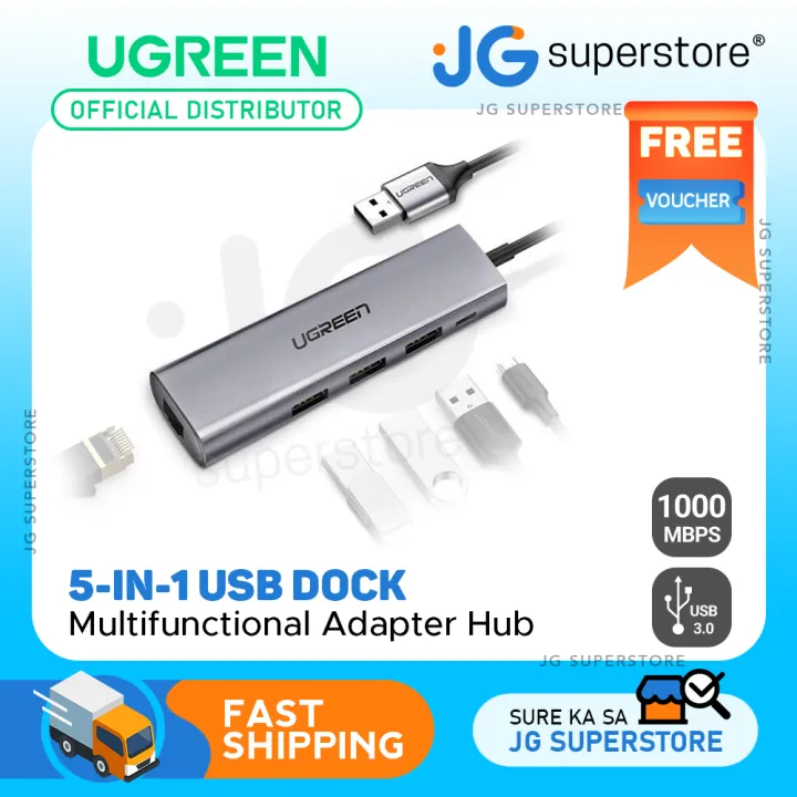 UGREEN 5-in-1 USB 3.0 Hub with 1000 Mbps Gigabit Ethernet RJ45 LAN Port ...