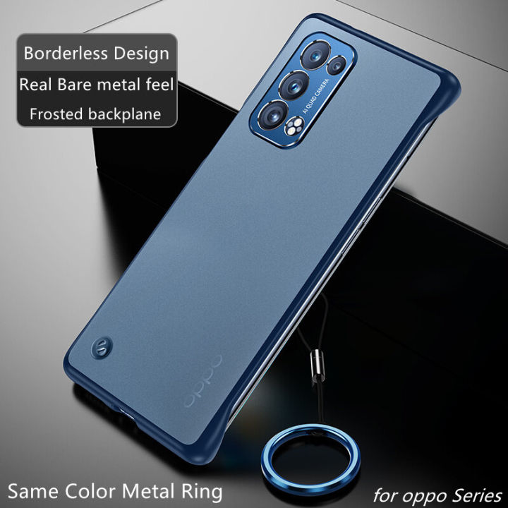ดีไซน์ใหม่เคสป้องกันกระจกฝ้าพีซีไร้กรอบสำหรับ Oppo Reno 9 8 7 6 Pro