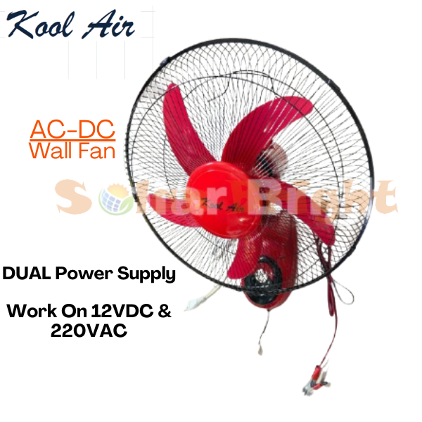 NEW AC DC Wall Fan Work on 12VDC or 220VAC 15W 5 Blades 3 Blades 16 ...