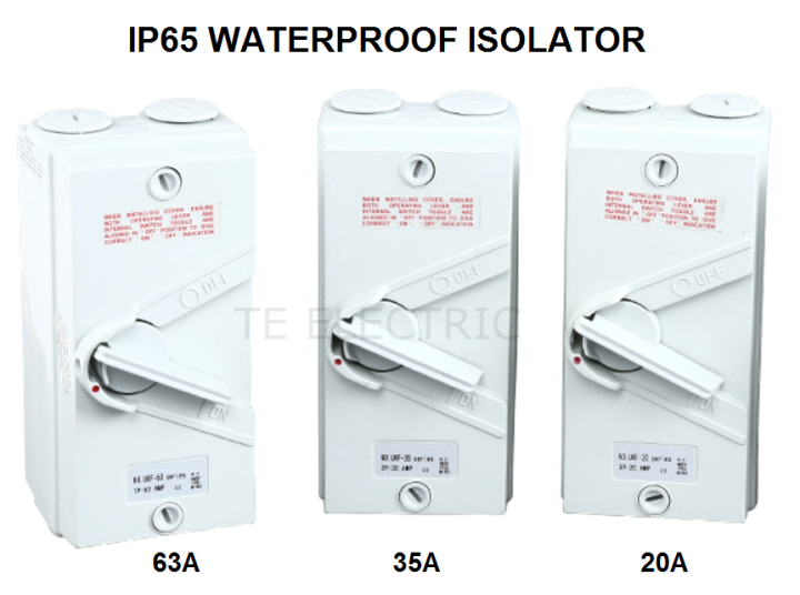 IP66 WATERPROOF 20A / 35A / 63A 3 POLE ISOLATOR SWITCH OUTDOOR USE ...