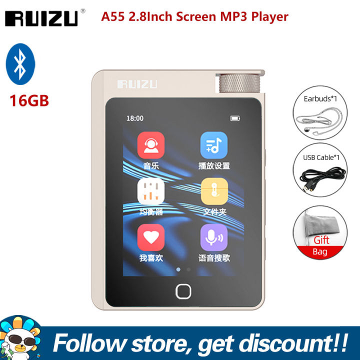 RUIZU A55 HiFi Lossless Music MP3 Player Bluetooth 5.0 Music Player EQ ...