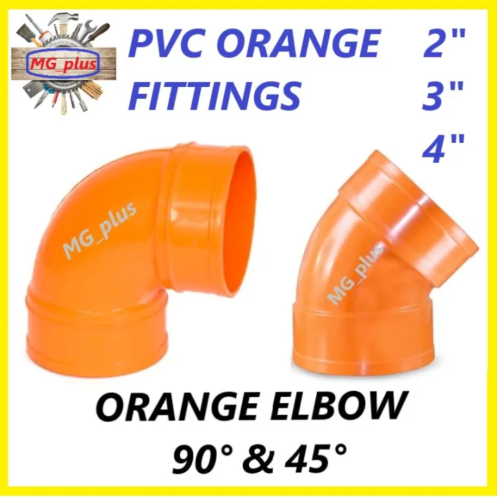 PVC Orange Fittings Elbow 2 3 4 90 And 45 Degree Sanitary Plumbing ...