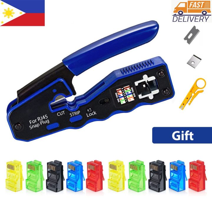 RJ45 Crimper Tool Pass Through Crimping Tool For CAT6 CAT5E CAT5 Pass ...