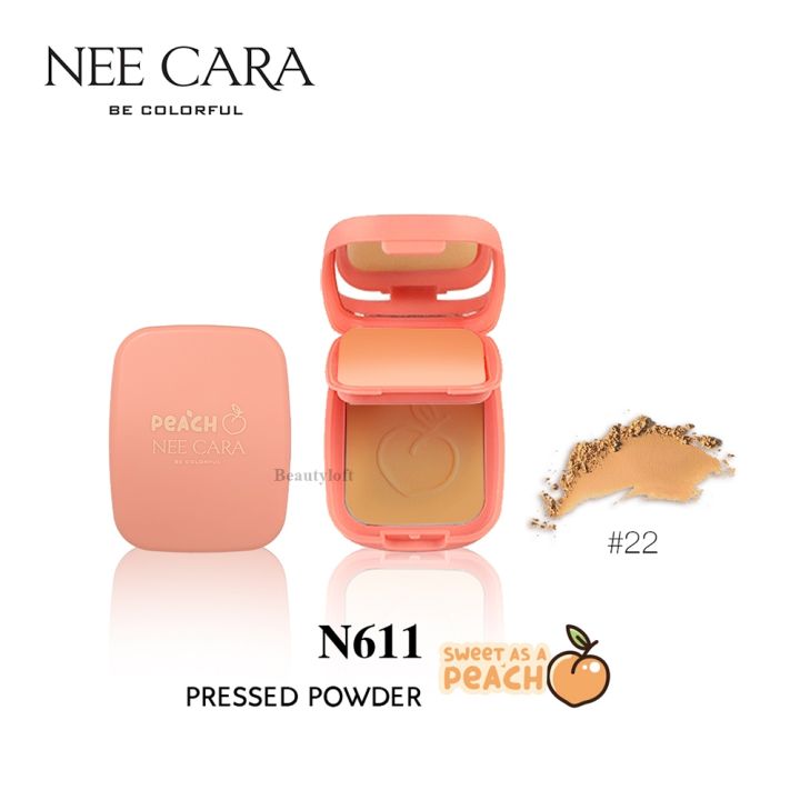 (แท้)Nee cara Sweet As Peach N611 แป้งพัฟ ปกปิดดี ไม่หนักหน้า คุมมัน กันน้ำ กันเหงื่อ 6g. No.22 ...