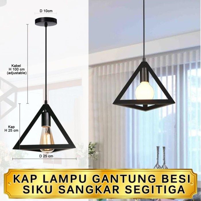 Kap Lampu Gantung Besi Siku Sangkar Segitiga Cafe Vintage Edison | Lazada Indonesia