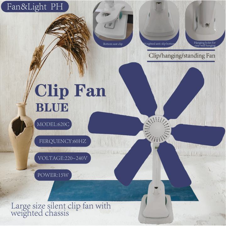Clip fan with stand Large size 6-blade portable clip/hang/stand multi ...