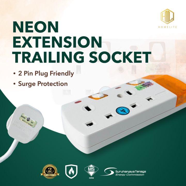 HOMELITE | WS 2 / 3 / 4 / 5 WAY SURGE PROTECTOR FLAME RETARDANT EXTENSION TRAILING SOCKET ...