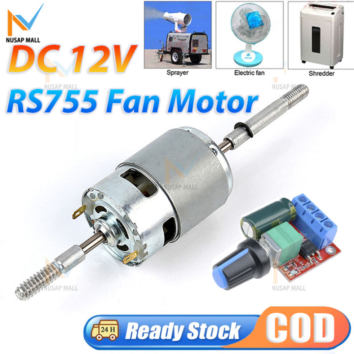 Micro DC 12V RS755 Fan Motor Ball Bearing Large Torque High Power Low ... Micro DC 12V RS755 Fan Motor Ball Bearing Large Torque High Power Low ...