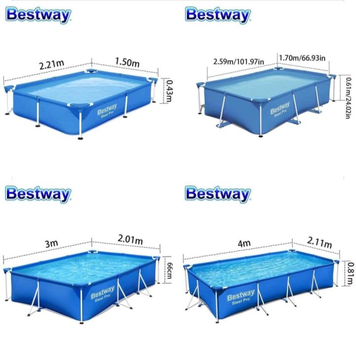ACB1147 Bestway Steel Frame Swimming Pool Adult Family Size Swimming ...