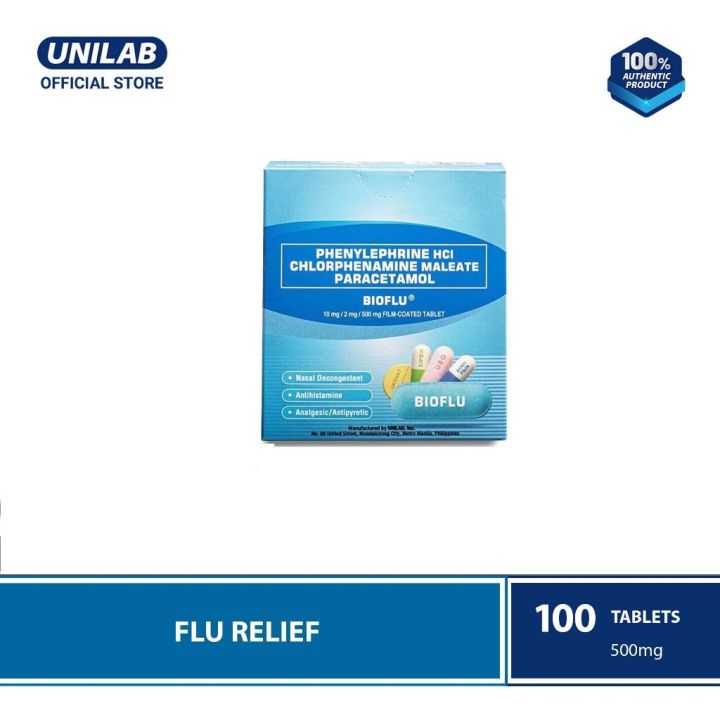 Unilab Bioflu 100 Tablets - Relief of Flu and other symptoms like Fever, Headache, Cough and ...