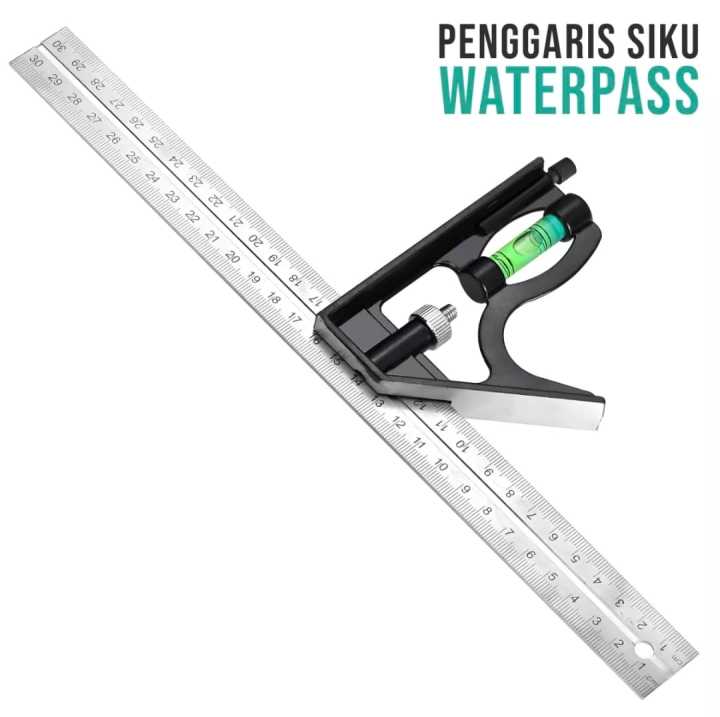 Penggaris Siku L Waterpass Kombinasi Square Ruler Sudut Presisi Air ...