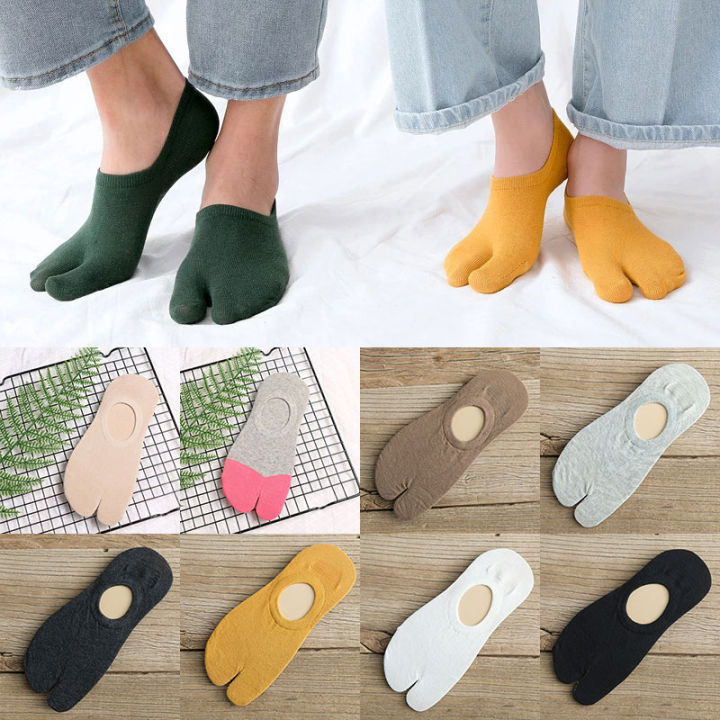 3gxc 1Pair Sandal Socks Split Toe Solid Color Tabi Socks Flip Flop Two ...