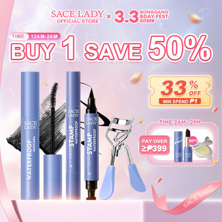 SACE LADY Waterproof Eyes Makeup Set Lasting Eyeliner Curling Mascara ...