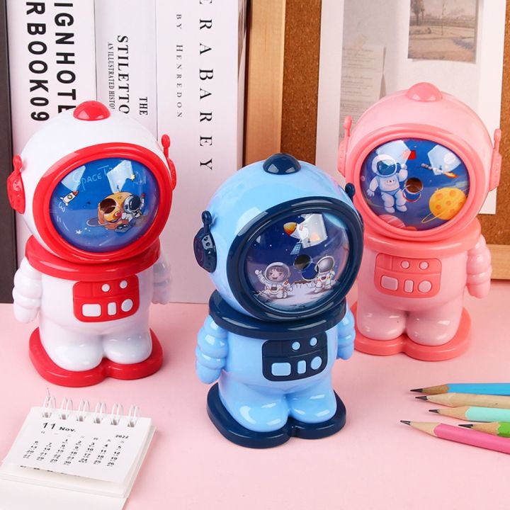 Ai Xi นักบินอวกาศและนักบินอวกาศ เครื่องเหลาดินสอนักบินอวกาศ ธีมอวกาศ การหมุนด้วยมือ เครื่องเหลา