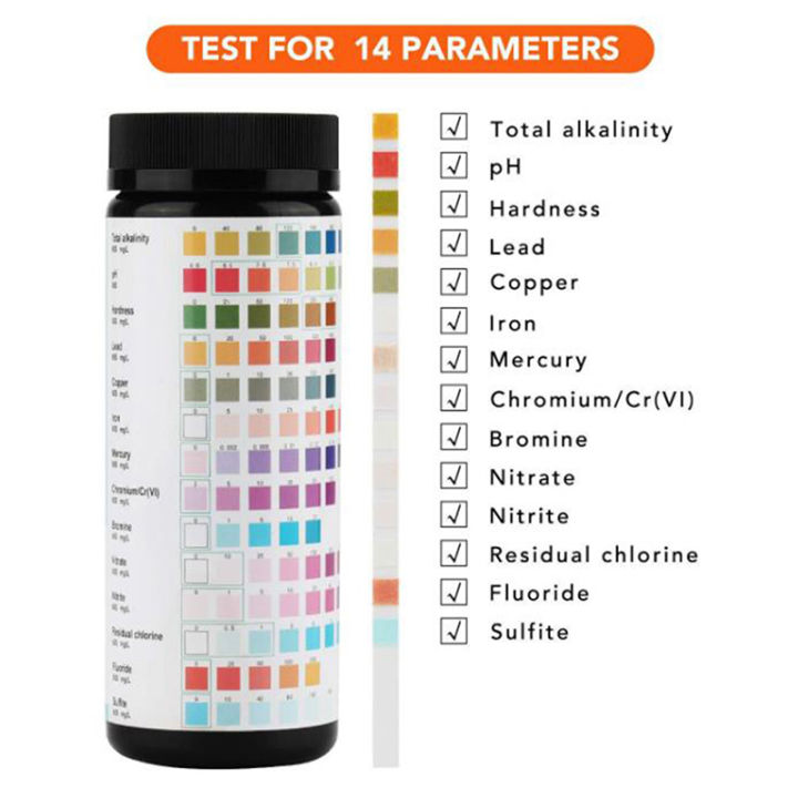 14-in-1 Swimming Pool Drinking Water Quality Test Kit Chlorine PH Value ...
