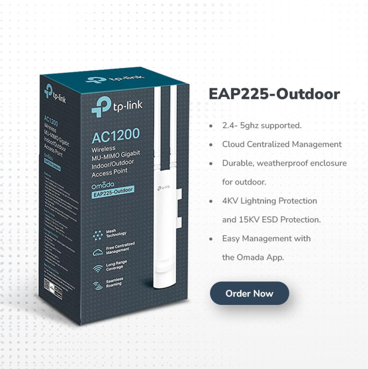 Tp-link EAP225 Outdoor (2.4ghz/5ghz) AC1200 Wireless MU-MIMO Gigabit ...