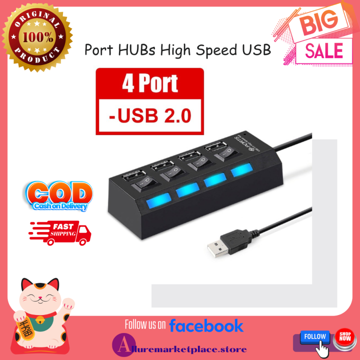 USB HUBs 4 Port Extension PC USB Connector Multi HUB Splitter ON/OFF ...