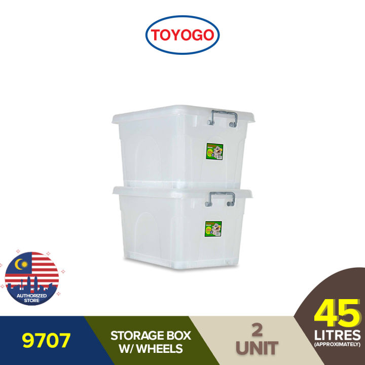 TOYOGO Storage Box with Wheels - Translucent 9707 (45L) [2/6 units ...
