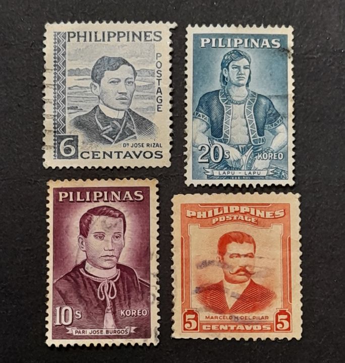 Philippine Postage Stamp set: 1959 Jose Rizal. 1963 Lapu-Lapu, 1963 ...