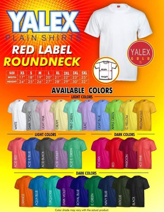 YALEX PLAIN SHIRT ROUND NECK RED LABEL | Lazada PH